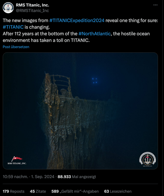 Im berühmten Bug klafft ein großes Loch: Nach 112 Jahren im Ozean ...